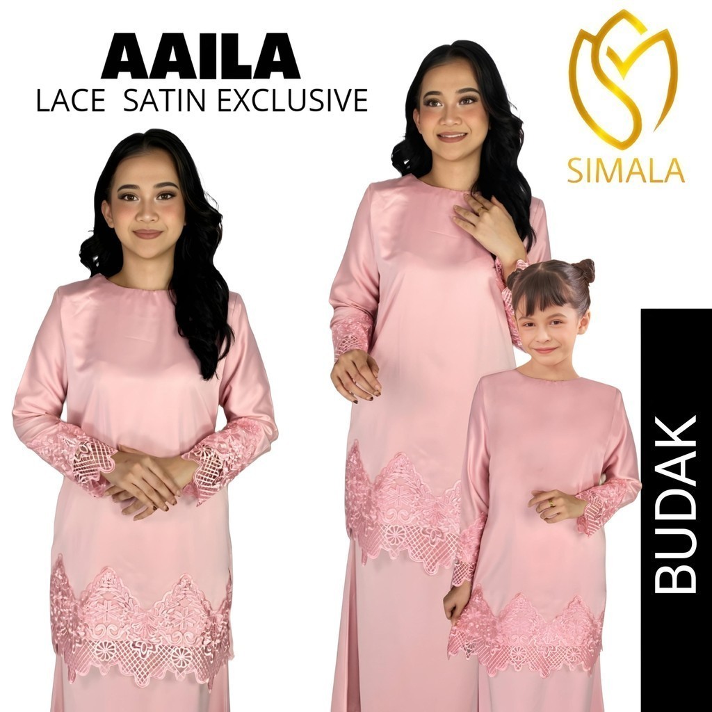 (RAYA 2025) (Budak) AAILA Kurung Satin Lace Exclusive sedondon hari ...