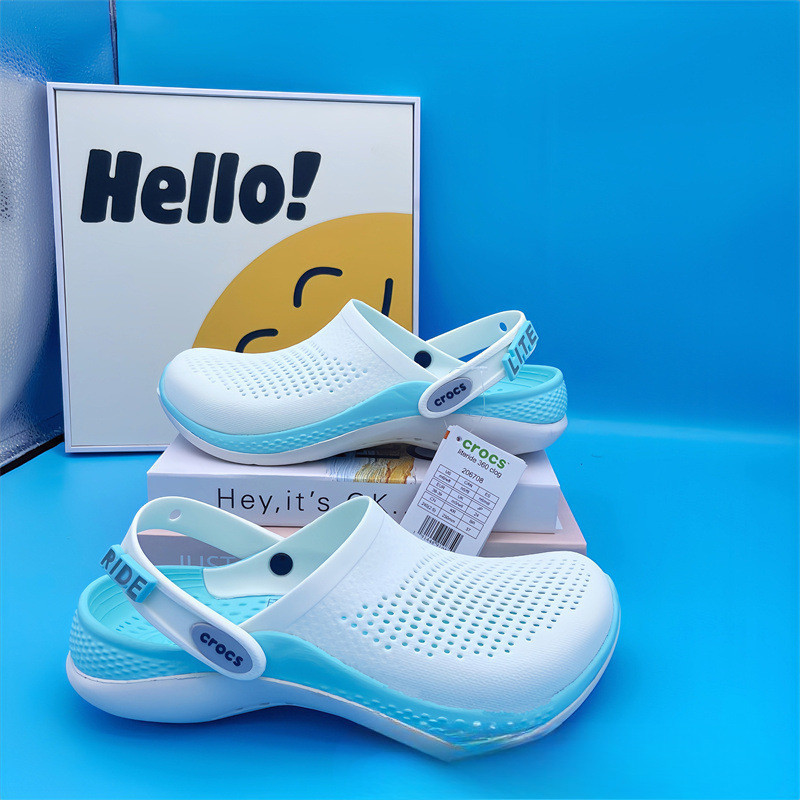 2024 New Crocs Second Generation White And Blue Perforated Breathable ...