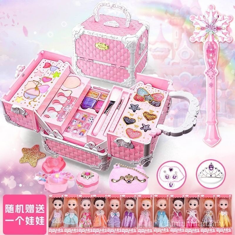 Children Cosmetic Set Girls Washable Elsa Makeup Box Elsa Ice Princess ...