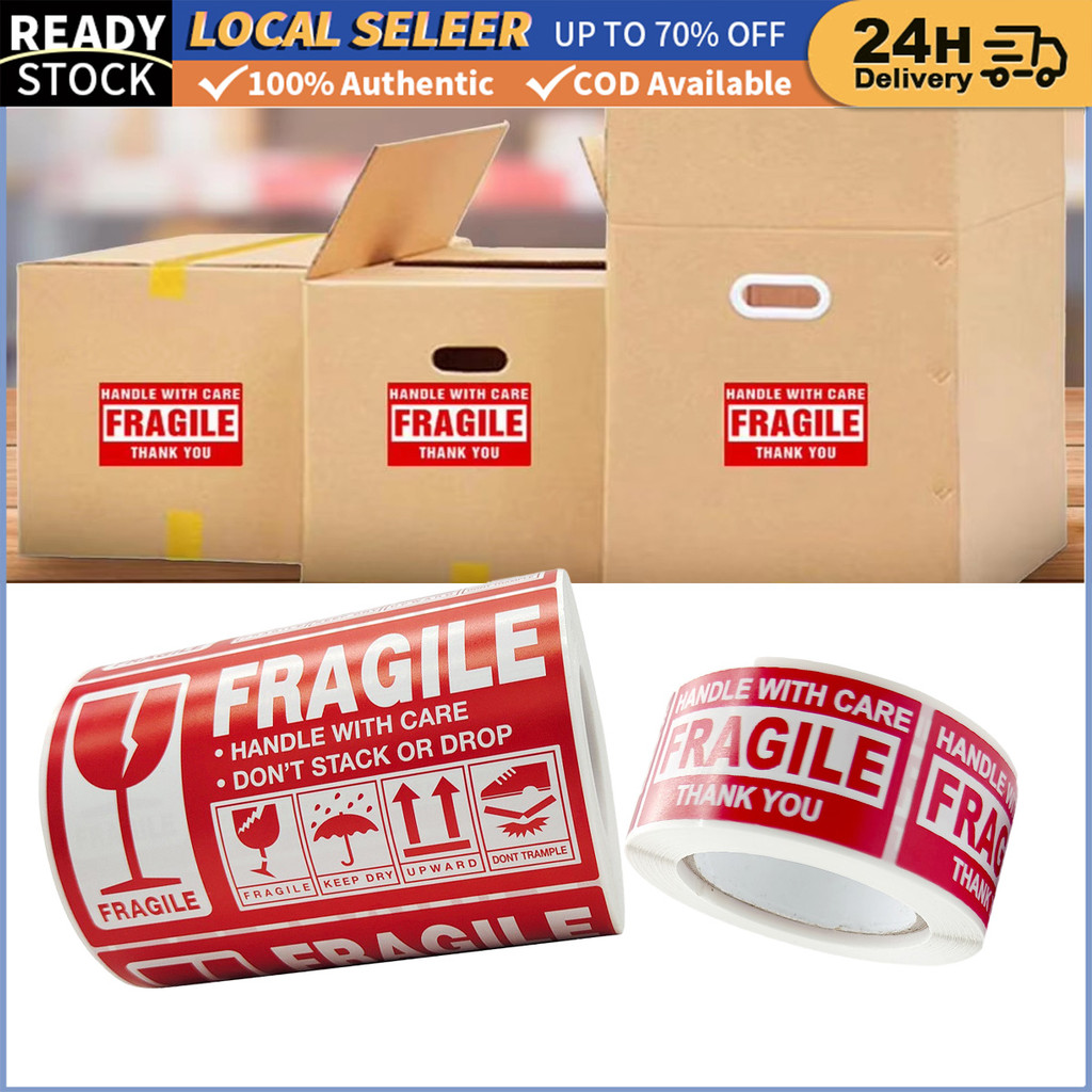 Handle With Care Label Tape Rolls 250pcs/25x45mm Fragile Sticker ...