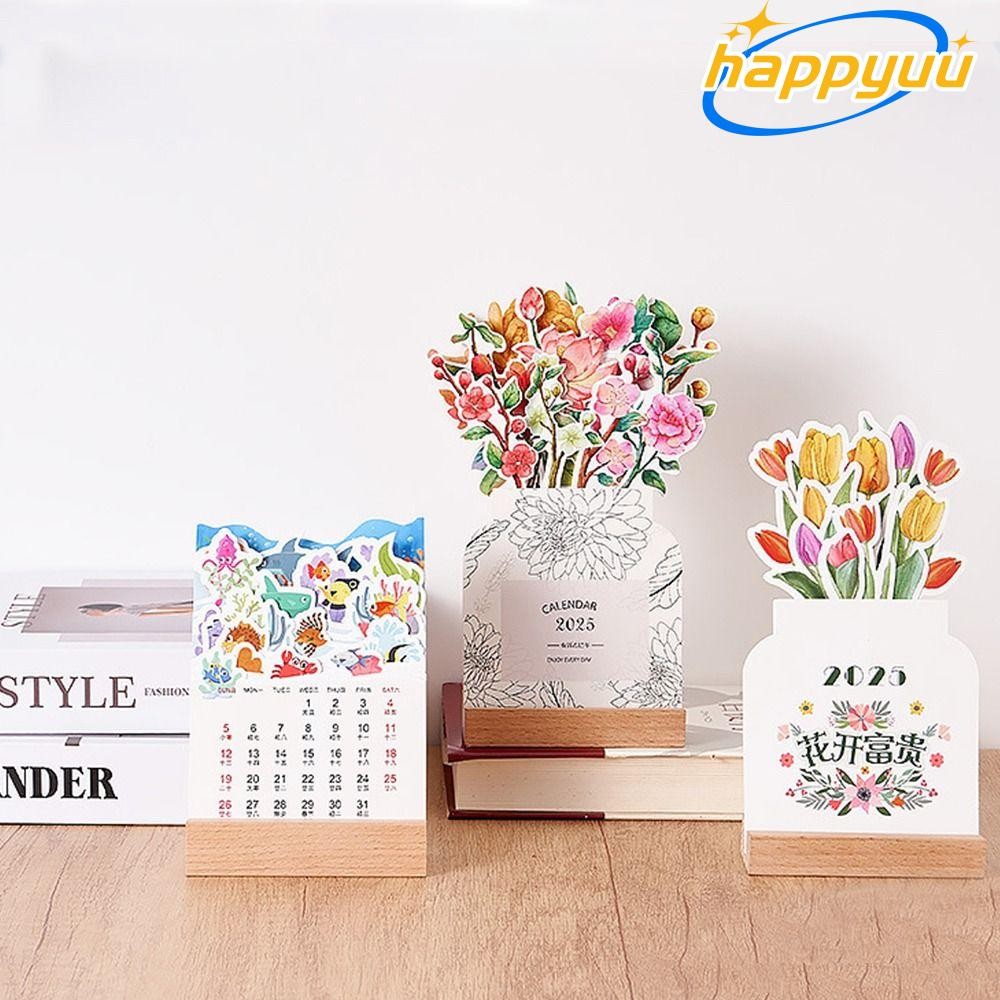 HAPPYUU Blooming Flowers Desk Calendar, Year Flowers Shaped Countdown ...
