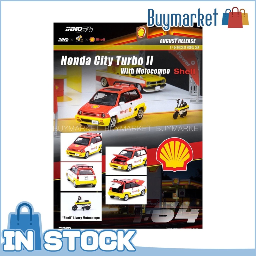 [Authentic] INNO64 1/64 Die-cast Model Car - Honda City Turbo II "SHELL ...