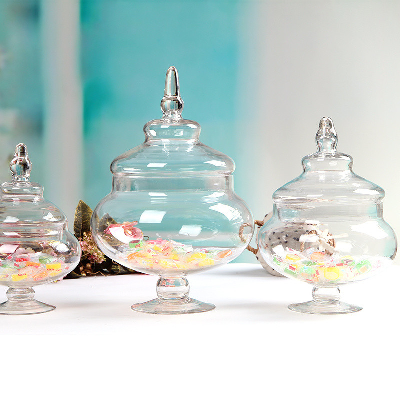 European-style glass candy jar, transparent, household, spherical ...
