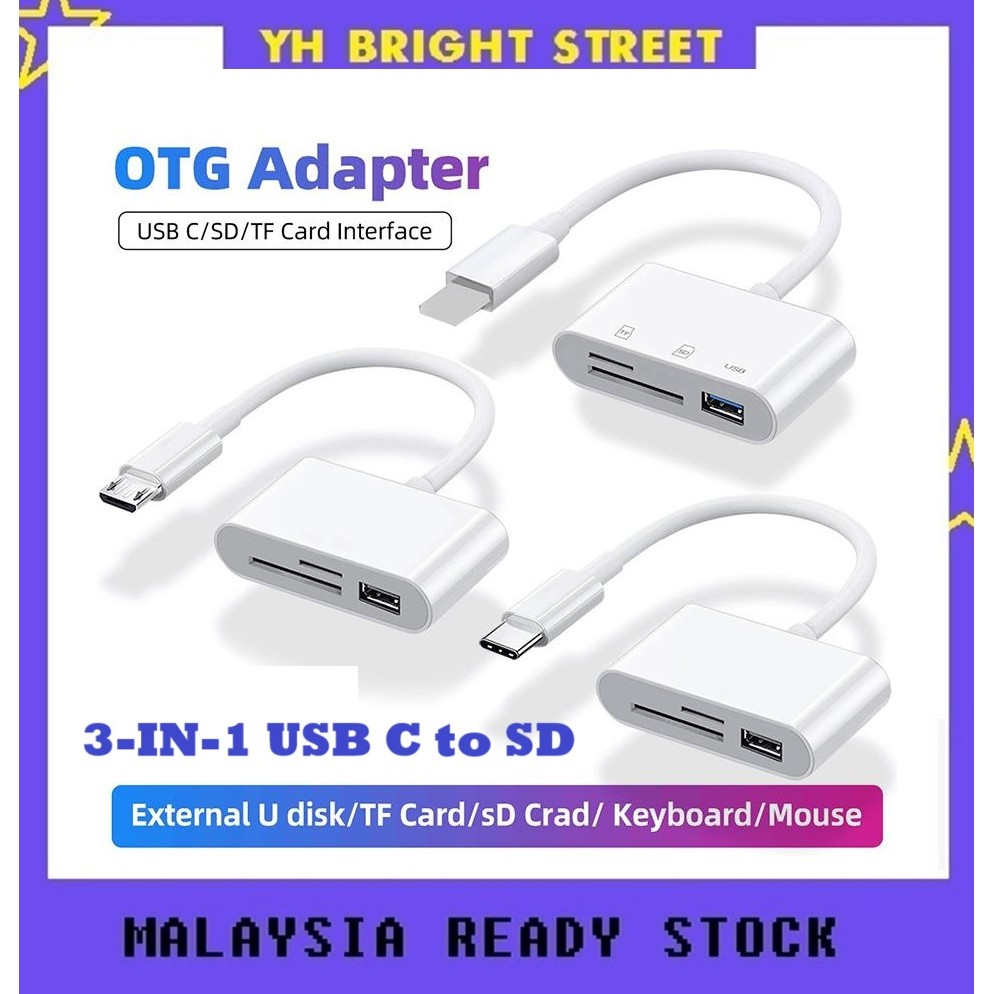 USB C to SD Card Reader,USB C to Micro SD TF Memory Card Reader Adapter ...