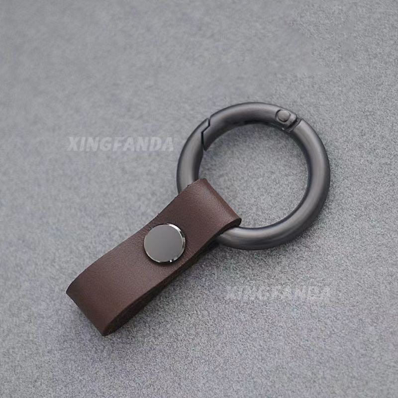 Car Keychain Round Leather Key Pendant Personalized Creative Simple Key ...