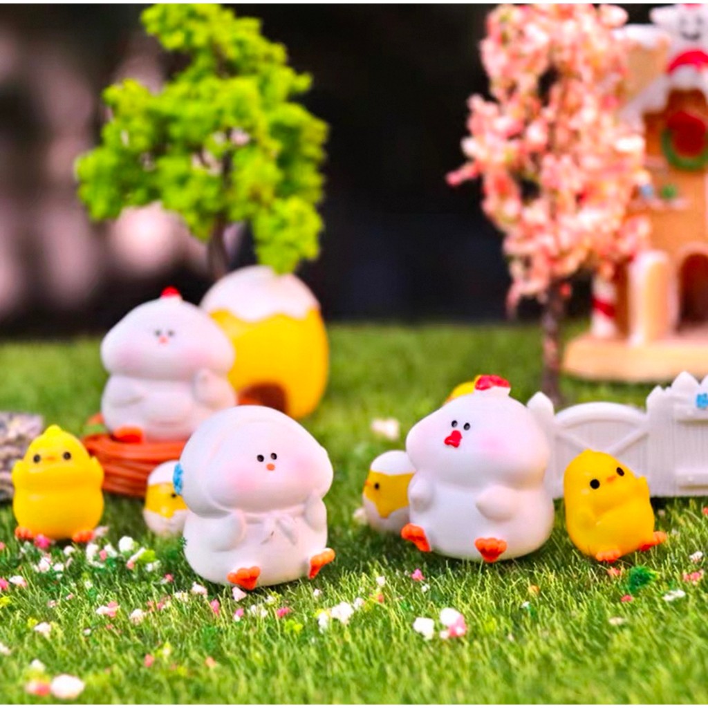 Cartoon Mini Resin Chicken Doll Cute Kawaii Rooster Hen Baby Micro ...