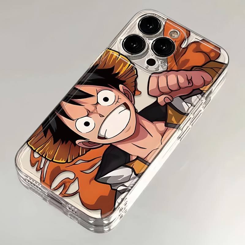 One Piece Anime cool Luffy cartoon casing transparent cheap good ...