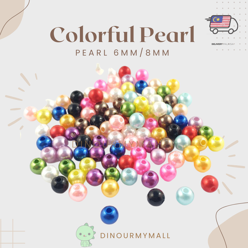 𝐑𝐄𝐀𝐃𝐘 𝐒𝐓𝐎𝐂𝐊 Colorful Pearl Bead With Hole ABS Round Bead Pearl DIY ...