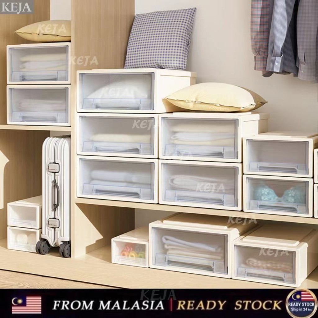 MYLOLO IKEA Kotak Simpan Barang Laci Almari Baju Stackable Storage Box ...