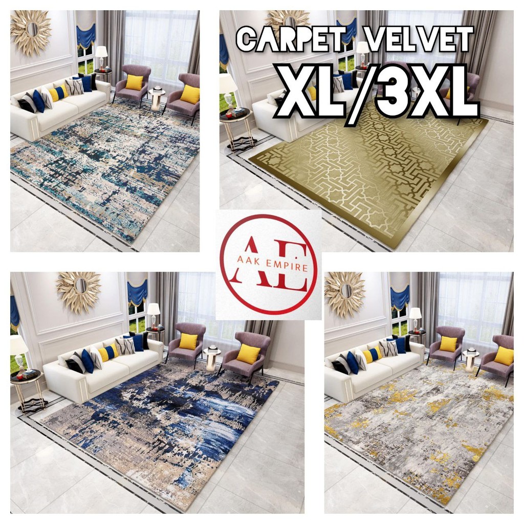 (AE) product karpet 3D velvet modern home | carpet crystal murah ...