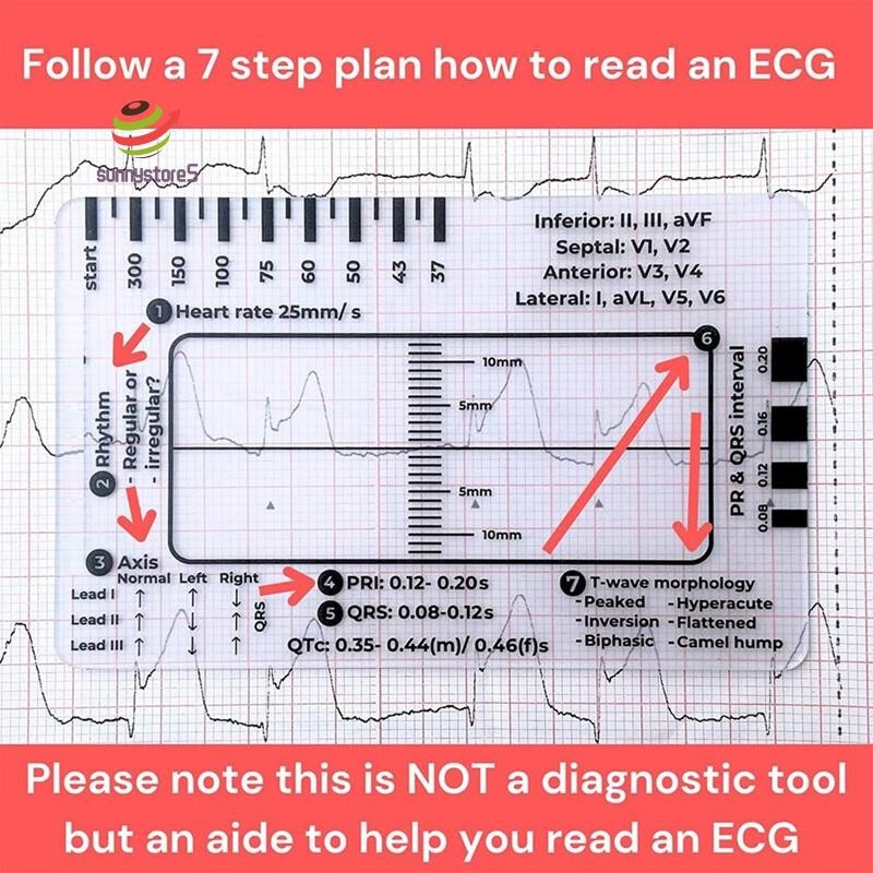 ECG 7 Step Ruler, ECG 7 Step Ruler for ECG/EKG Interpretation, Rapid ...