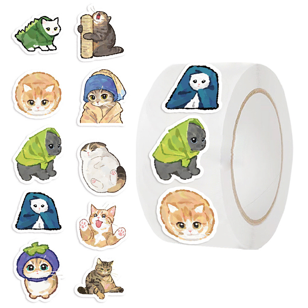 500Pcs/Roll Hot-Selling Cartoon Cat Washi Tape - Cute Feline Decor for ...