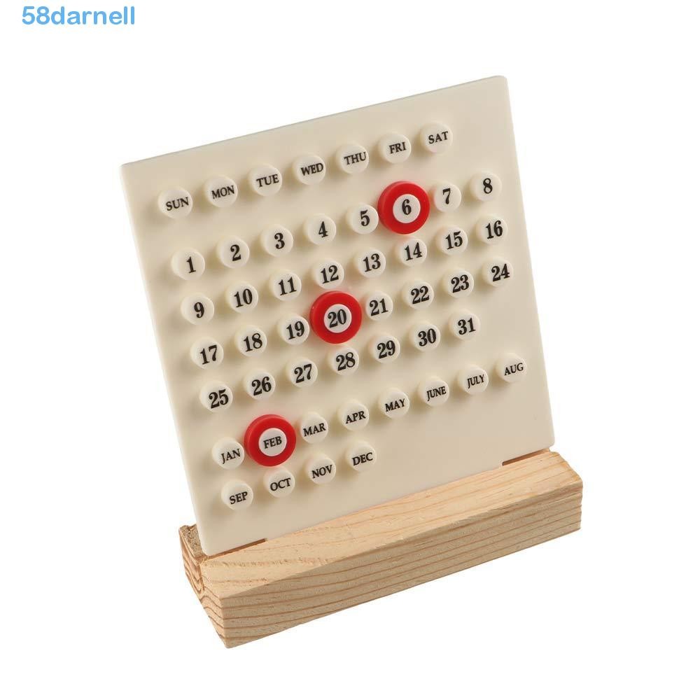 DARNELL Acrylic DIY Calendar, Ten Thousand Year Wooden Base Wooden Desk ...