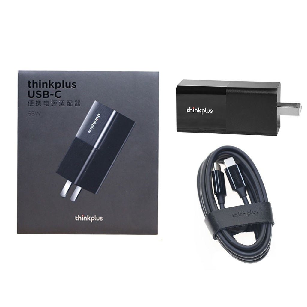 Lenovo ThinkPlus 65W USB-C Power Adapter PA65 (US Plug, Black) - with ...