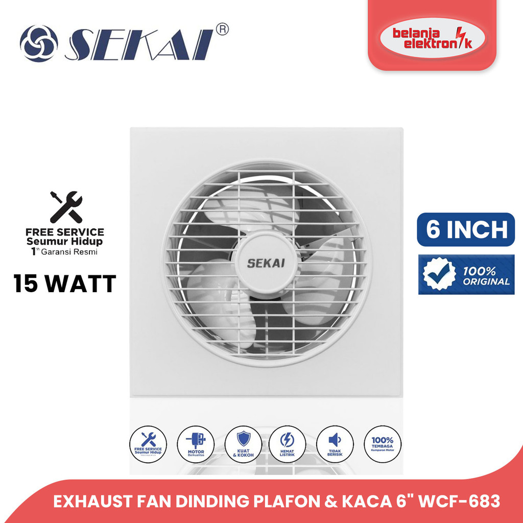 Sekai FAN EXHAUST FAN WALL CEILING & HEXOS GLASS 6" WCF-683 | Shopee ...