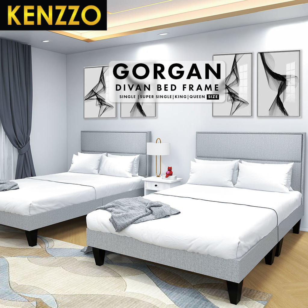 Katil Single & Queen Divan Wood Frame+ Kain Canvas | Divan Bedframe ...