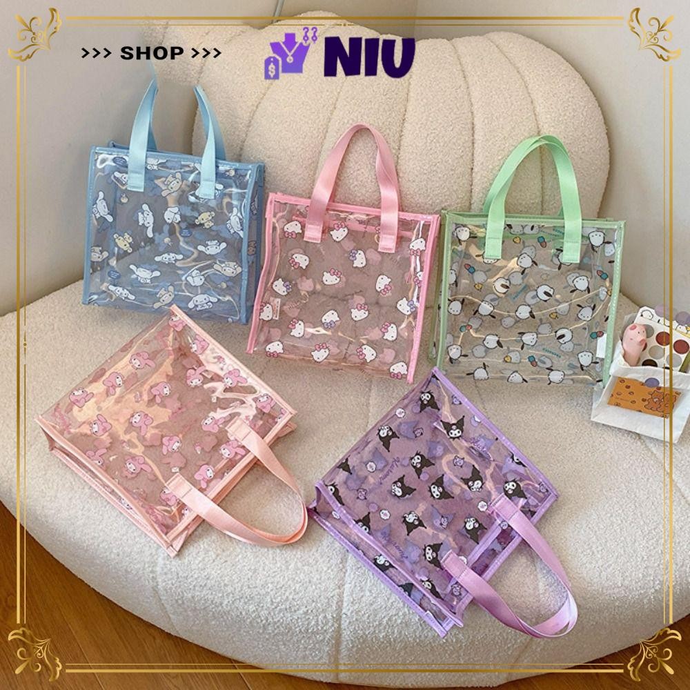 NIU Printed Toiletry Pouch, Zipper Sanrio PVC Jelly Bag, Simple ...