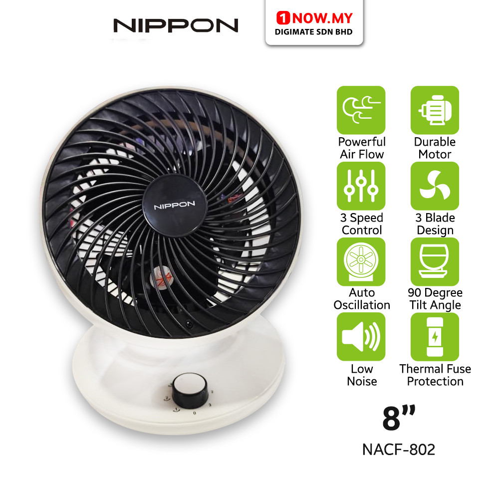 NIPPON 8" Air Circulator Fan NACF-802 | Durable Motor 3 Speed Kipas Meja 风扇 | Shopee Malaysia
