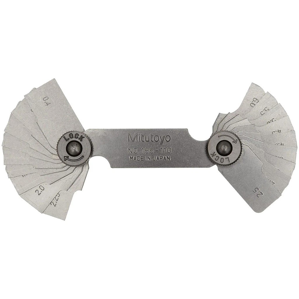 Mitutoyo 186-110, Radius Gage Set, 18 Pairs of Leaves, 0.4mm, 0.8mm ...