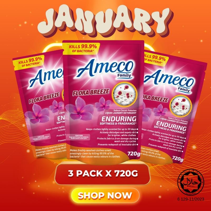 Ameco Combo Set 720q x3 Detergent Deep Clean Liquid Anti-bacterial Sabun Eco Cleaner Malaysia ...