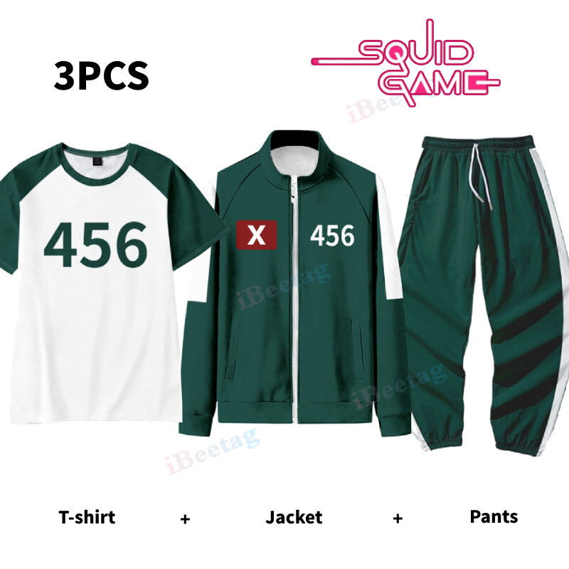 Season 2 Squid Game Jacket Pants T-shirt Sets Unisex Halloween Party ...