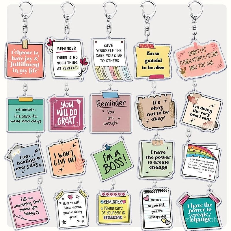 46 Styles Inspirational Quote Keychains Keyring for Accessories Bag ...