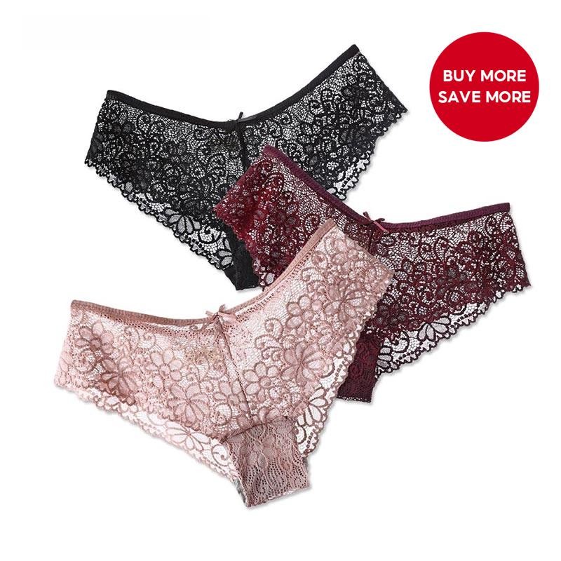 Sexy Lace Panties for Women, Hollow Transparent Low-Rise Briefs, Plus Size M-XXL | Shopee Malaysia