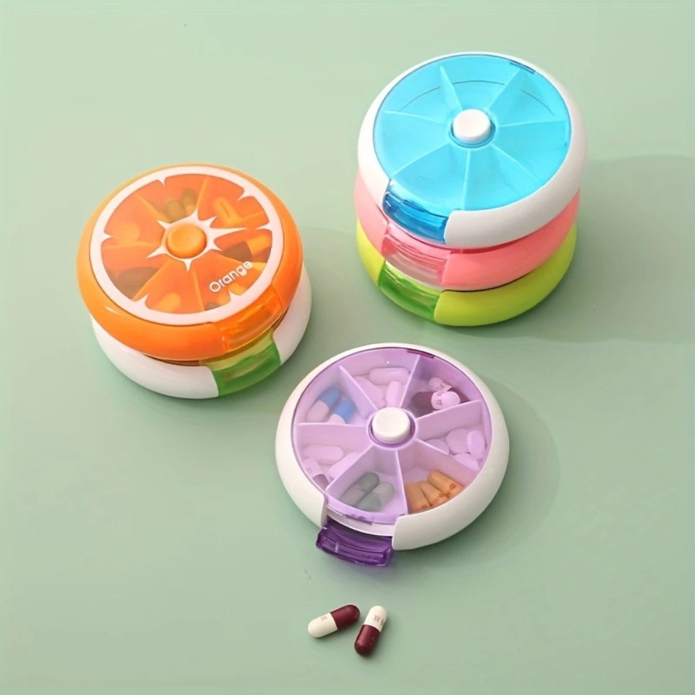Portable 7 Days Round Rotating Fruit Push-button Medicine Box Pill ...