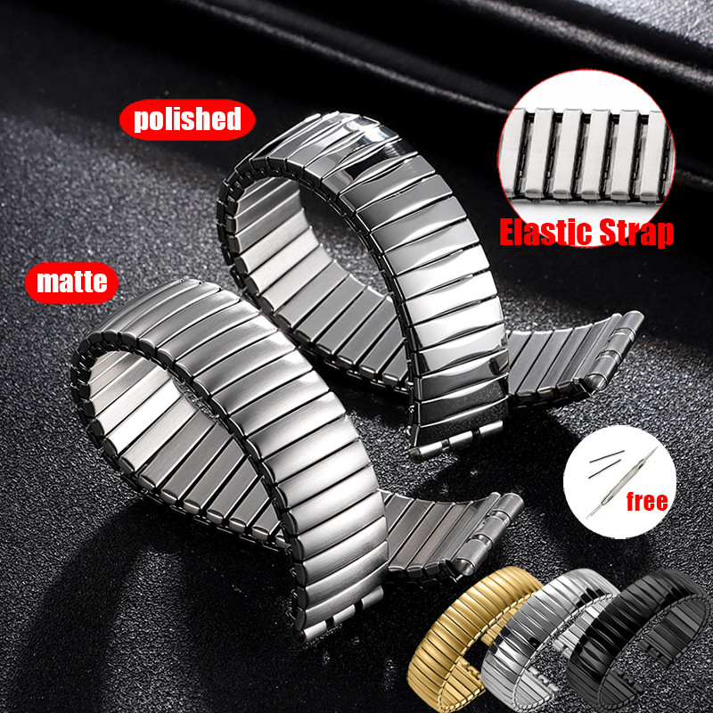 17mm 20mm for Swatch Elastic Stainless Steel Watch Strap Metal Polished ...