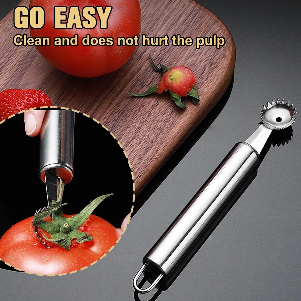 Stainless Steel Tomato Corer Strawberry Huller Fruit Easily Stem Stems From Or Remove Remover ...