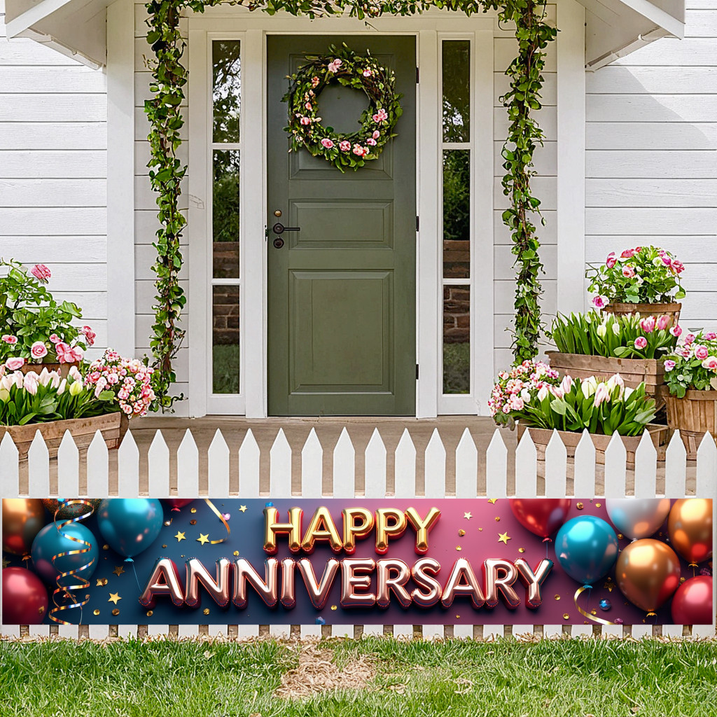 Happy Anniversary Party Backdrop Banner Decoration with Colorful ...