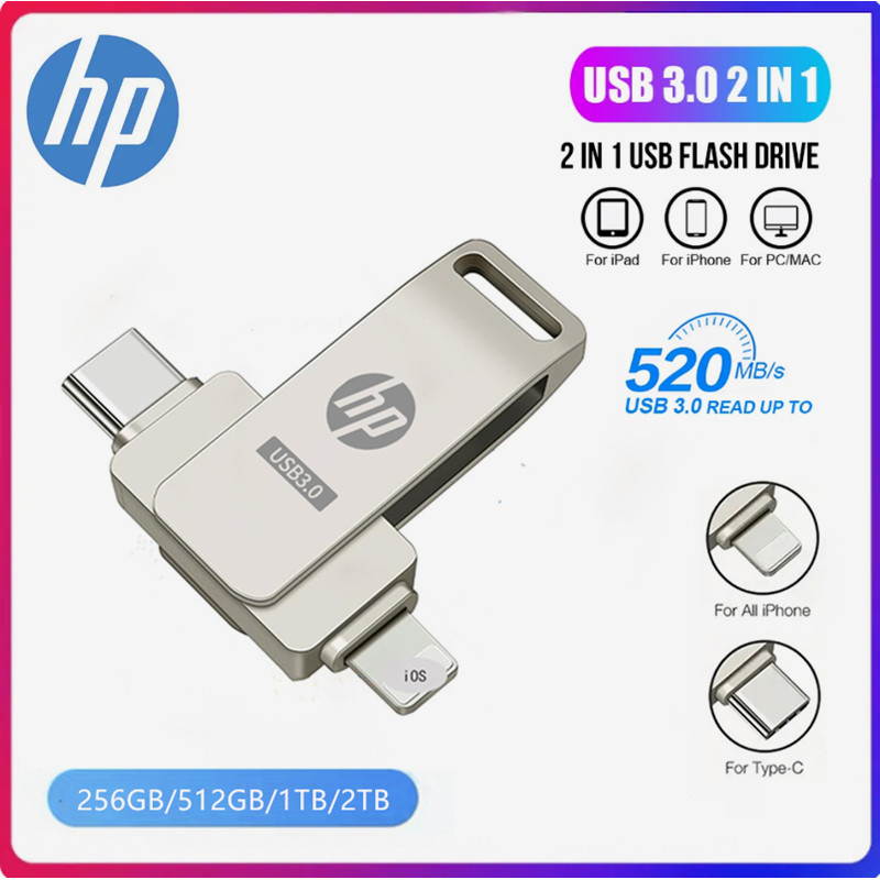 HP PenDrive 1TB 2TB Android Type-C USB Stick Key for iPhone Lightning ...