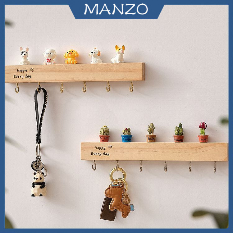 Creative Wooden Wall Key Holder For Entryway Wall Mounted Key Hook ...