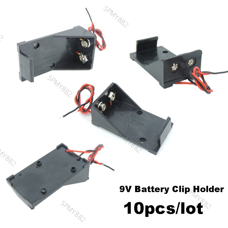 10pcs/lot 9V Battery Clip Holder 9V DC Battery Case connector Box 2pin ...