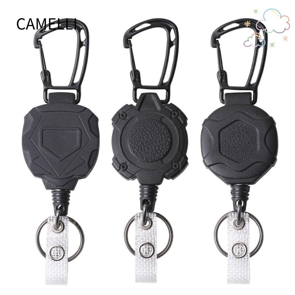 CAMELLI Key Chains, Retractable Elastic Pull Rope Pull Reel Carabiner ...