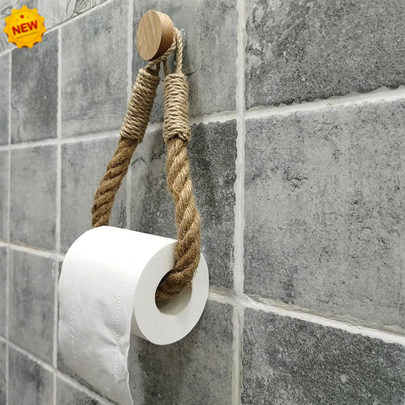 (RSX)Hemp Rope Towel Rack, Creative Retro Wall Mounted Towel Rack ...