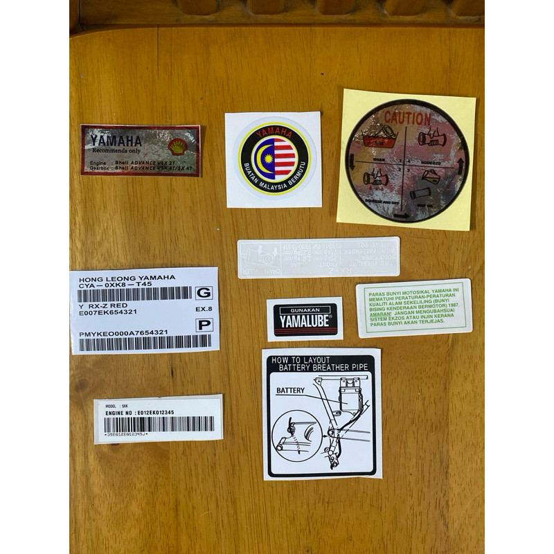 Stickers RXZ body original Set 9pcs (Shell/Buatan Malaysia/Paras Bunyi ...