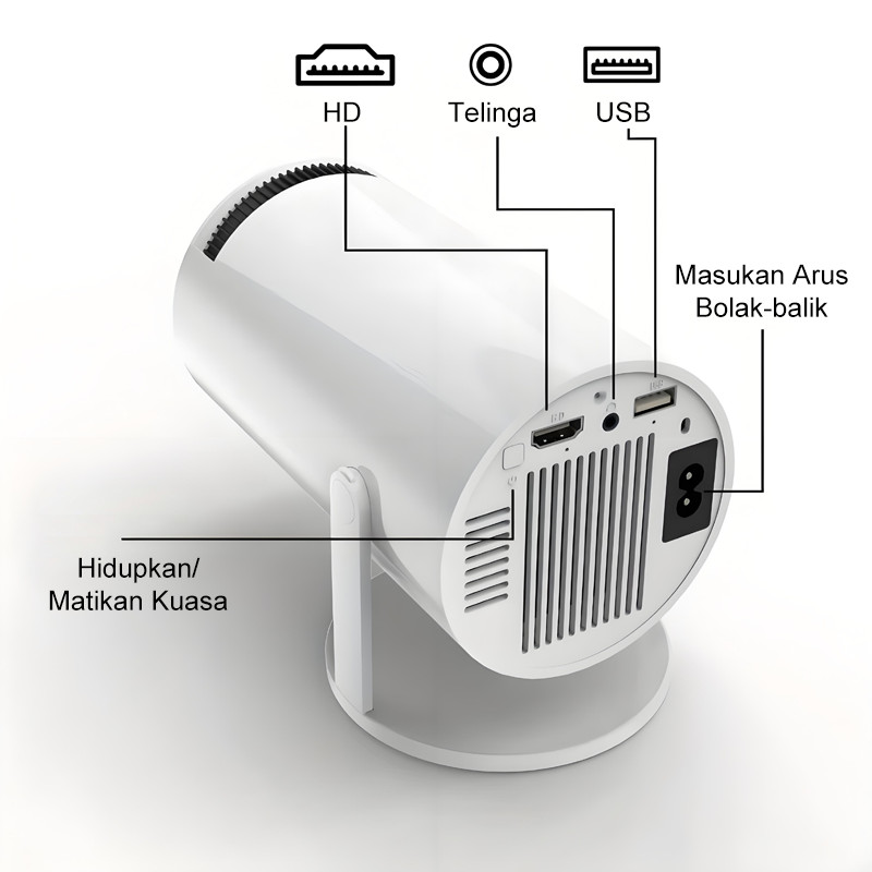 Projektor Android HY300 Mini 1080P Wireless Bluetooth Skrin Besar ...