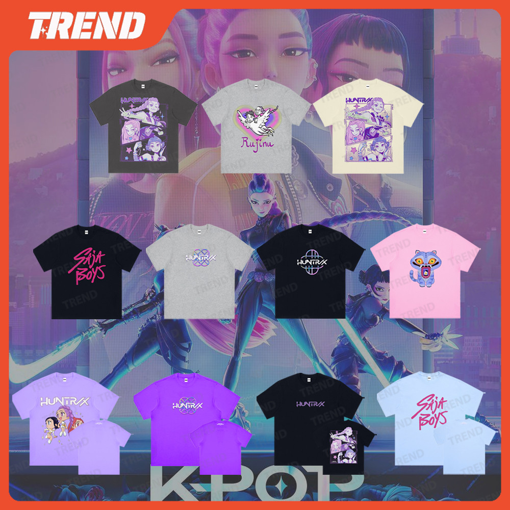 KPOP Demon Hunters Huntrix Merch Cotton T-shirt Vintage Unisex Fashion ...