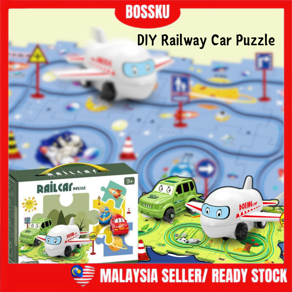 DIY Railway Car Puzzle Transport Train Track Rail Electric Car ...