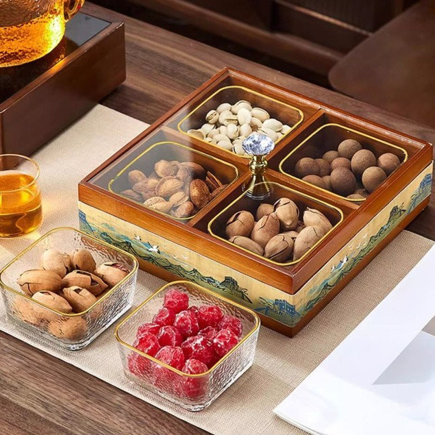 2025 New Year'S High Grade Solid Wood Candy Box Solid Wood Dried Fruit ...