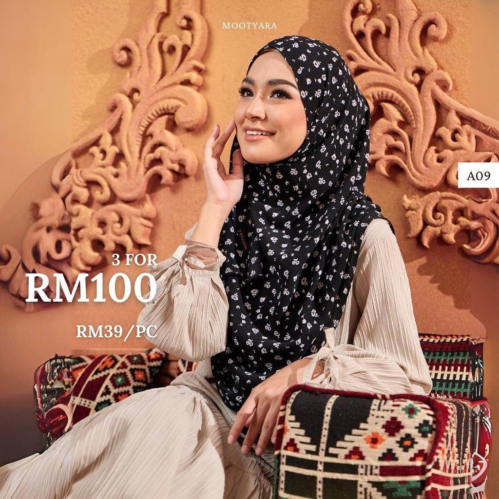 WARDA PRINTED KLASIK MOOTYARA INSTANT SHAWL SEKALI SARUNG TUDUNG TRAVEL ...