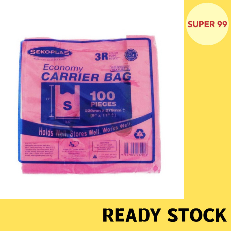 (100 PCS) SEKOPLAS Pink Singlet Bag / Red Hand Carrier Bag / Beg Plastik (S / M / L) | Shopee ...