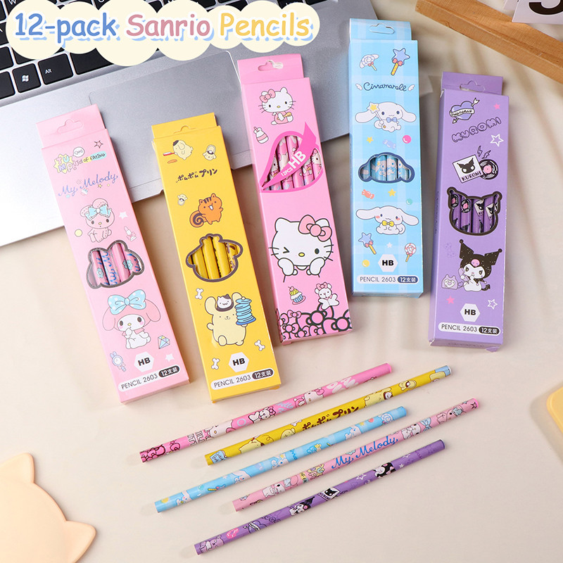 hap 12 Pack Kawaii Sanrio Hello Kitty HB Pencils Anime Cinnamoroll ...
