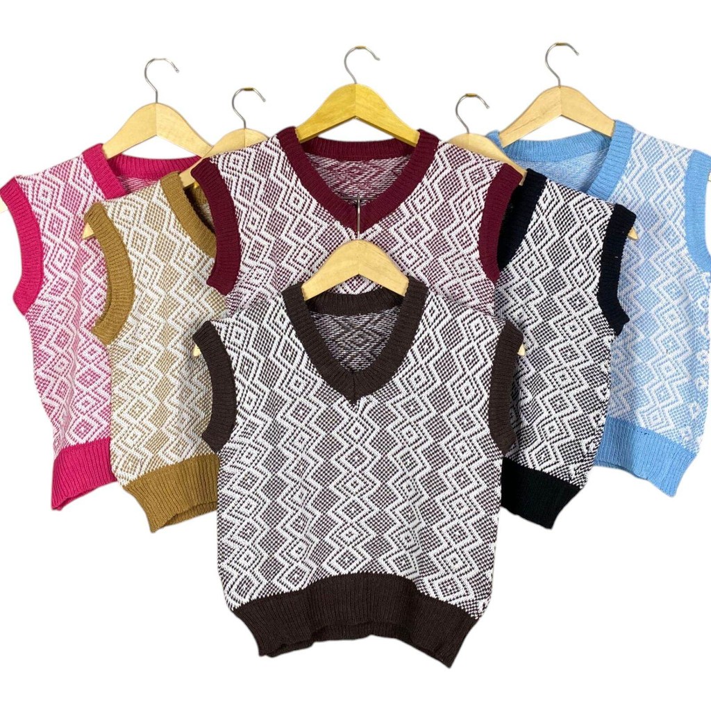 Diamond Zag Knitted Vest /Dia Zag Knitted Vest / Women's Vest | Shopee ...