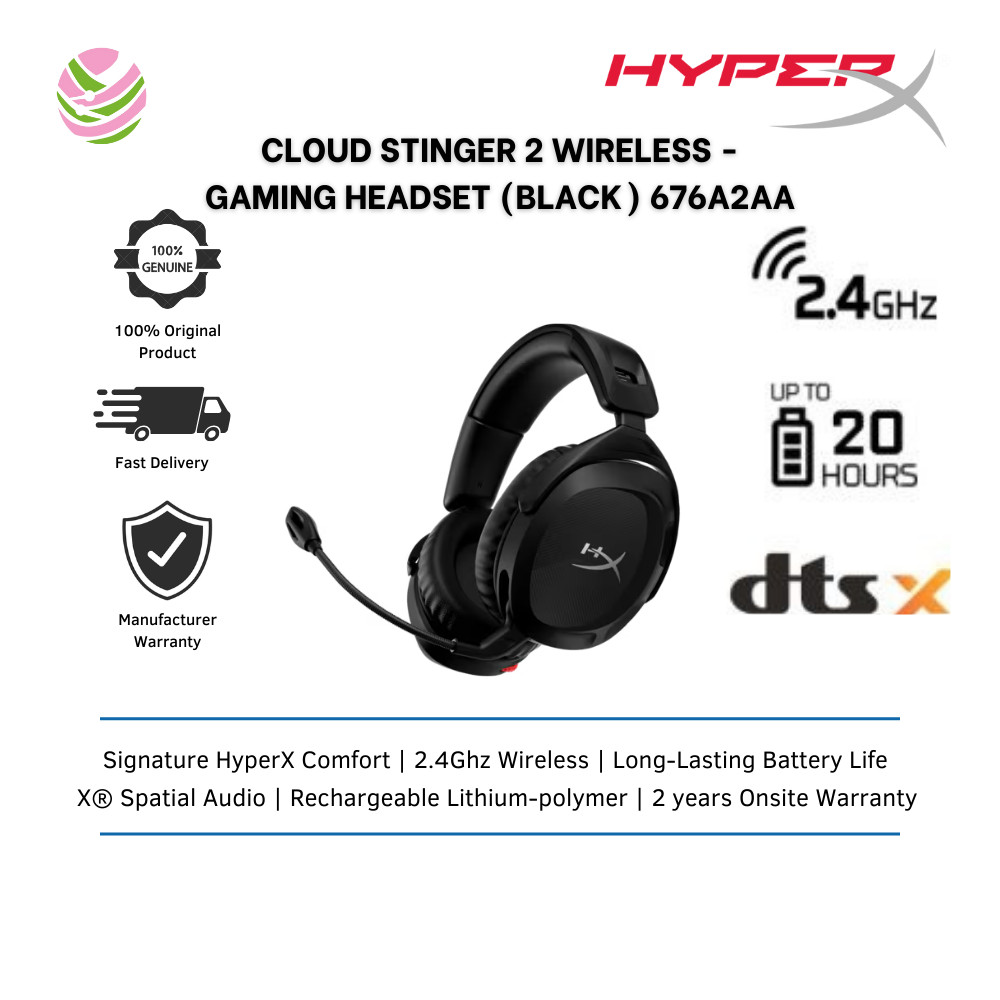 HP HyperX Cloud Stinger 2 2.4GHz Wireless DTS Spatial Audio Gaming ...