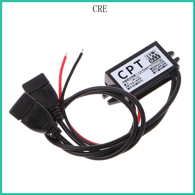 CRE DC Converter 12V To 5V 3A Double 2 USB To Auto Power Regulator ...