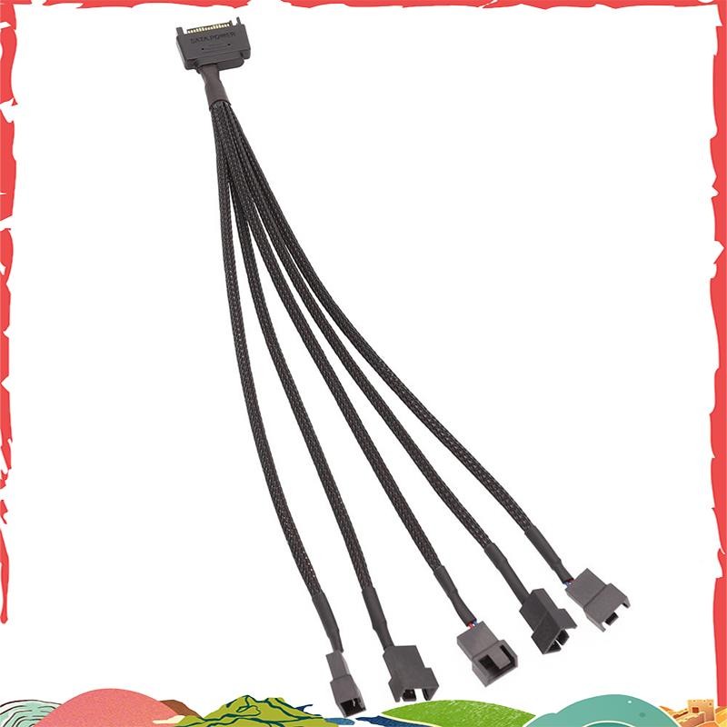 15-Pin SATA to 5 Fan Adapter Cable SATA to 3 Pin/4 Pin PMW PC Case Fan ...