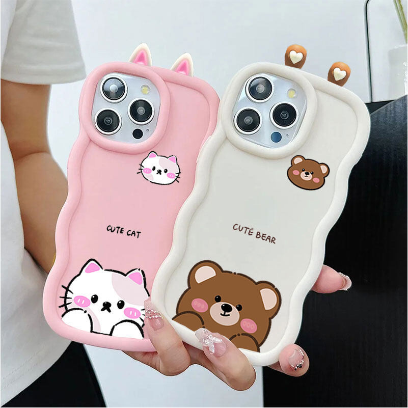3D Bear Cat Frog Eyes Ears Doll Phone Case For INFINIX HOT 40I 40 50 30 ...