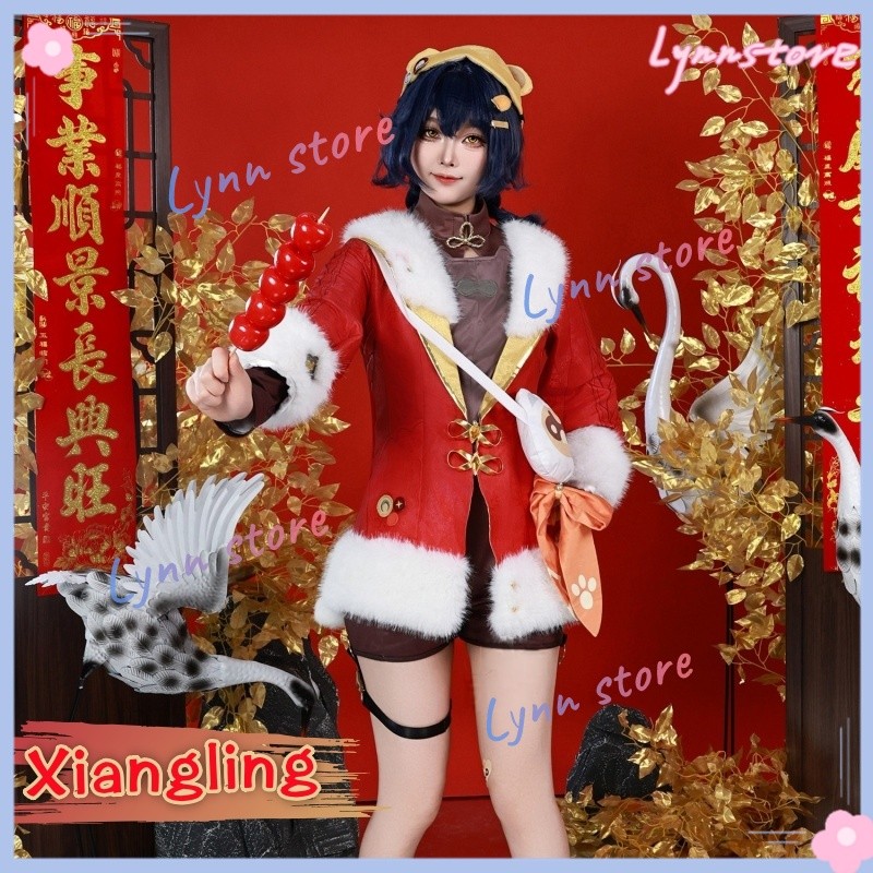 XS-3XL GENSHIN IMPACT HU TAO XIANGLING Cosplay Costume Wig Shoes Set ...